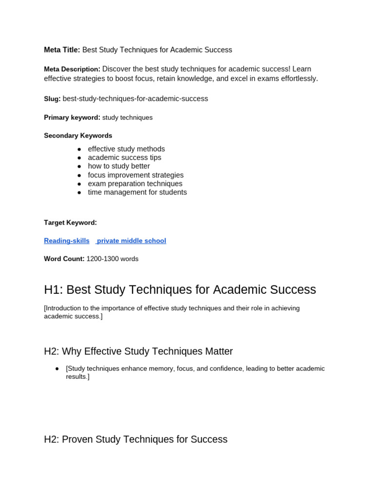 Best Study Techniques For Academic Success | PDF | Neuroscience ...