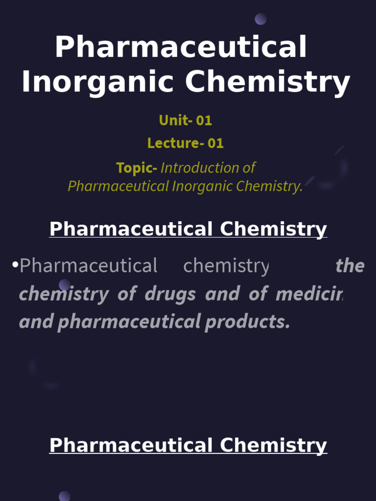 Pharmaceutical Inorganic Chemistry | PDF | Chemistry | Chemical Substances