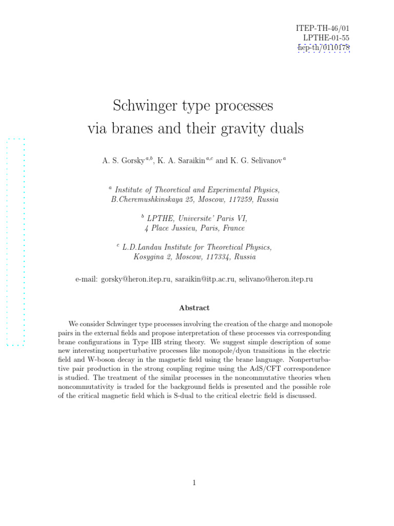 2001 - Gorsky Saraikin Selivanov | PDF | Gauge Theory | String Theory