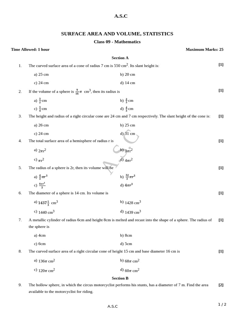 Question 1695190 | PDF | Sphere | Classical Geometry