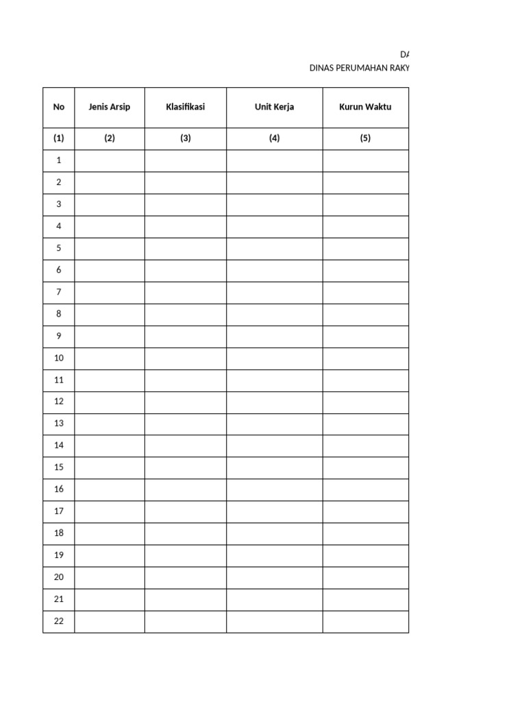 Daftar Identifikasi Arsip Vital | PDF