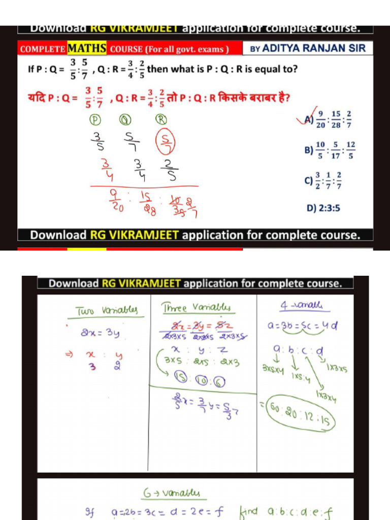 Ratio and Proportion Revision | PDF