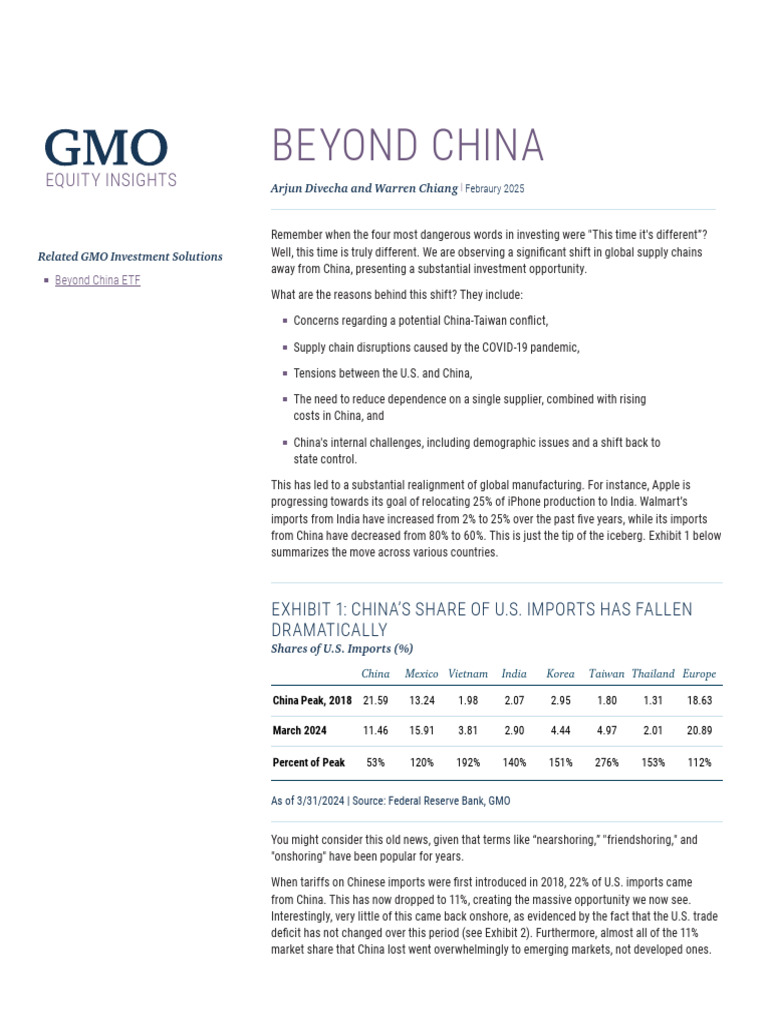 GMO_Beyond China_2-25 | PDF | Exchange Traded Fund | Stocks