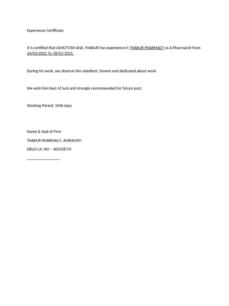 Experience Certificate ASHUTOSH | PDF