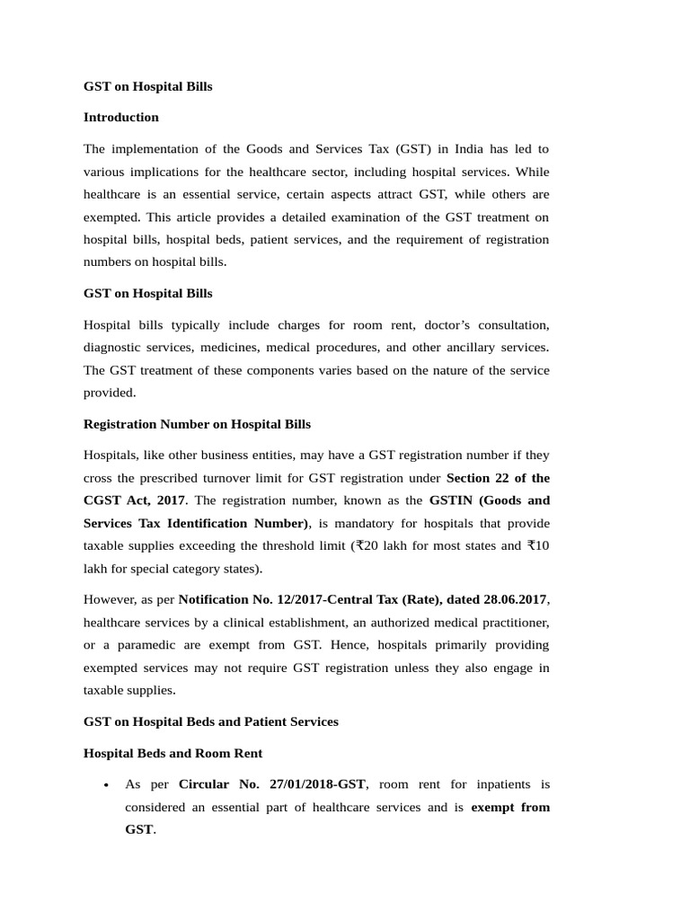 GST Implications on Hospital Bills | PDF | Patient | Hospital