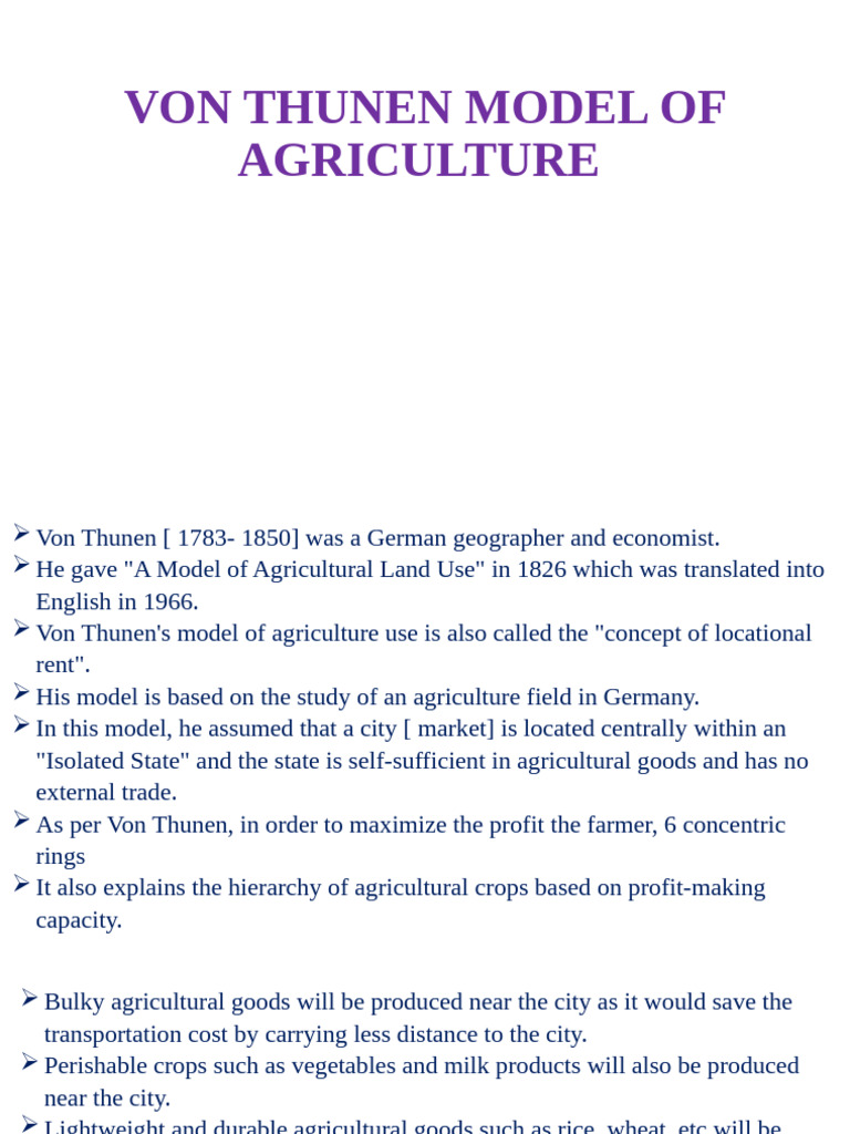 Von Thunen Model of Agriculture | PDF | Agriculture | Vegetables