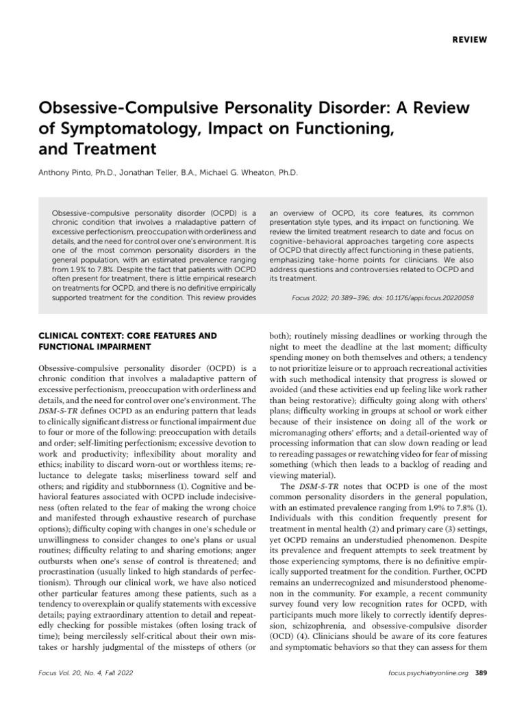 OCPD: A Clinician's Guide | PDF | Cognitive Behavioral Therapy | Obsessive–Compulsive Disorder