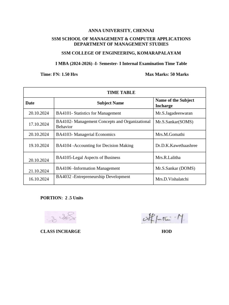 I & II Internal Time Table 2024 | PDF | Control (Social And Political) | Economies