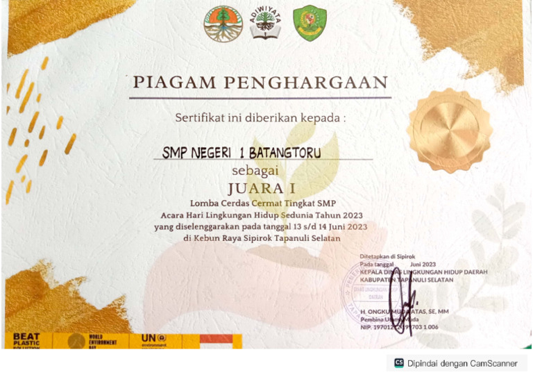 Sertifikat Lomba Cerdas Cermat | PDF