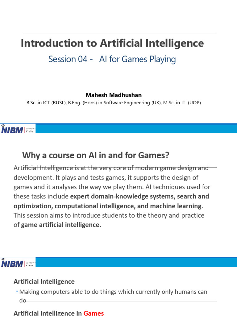 Lecture 04 - AI For Game Playing | PDF | Artificial Intelligence ...