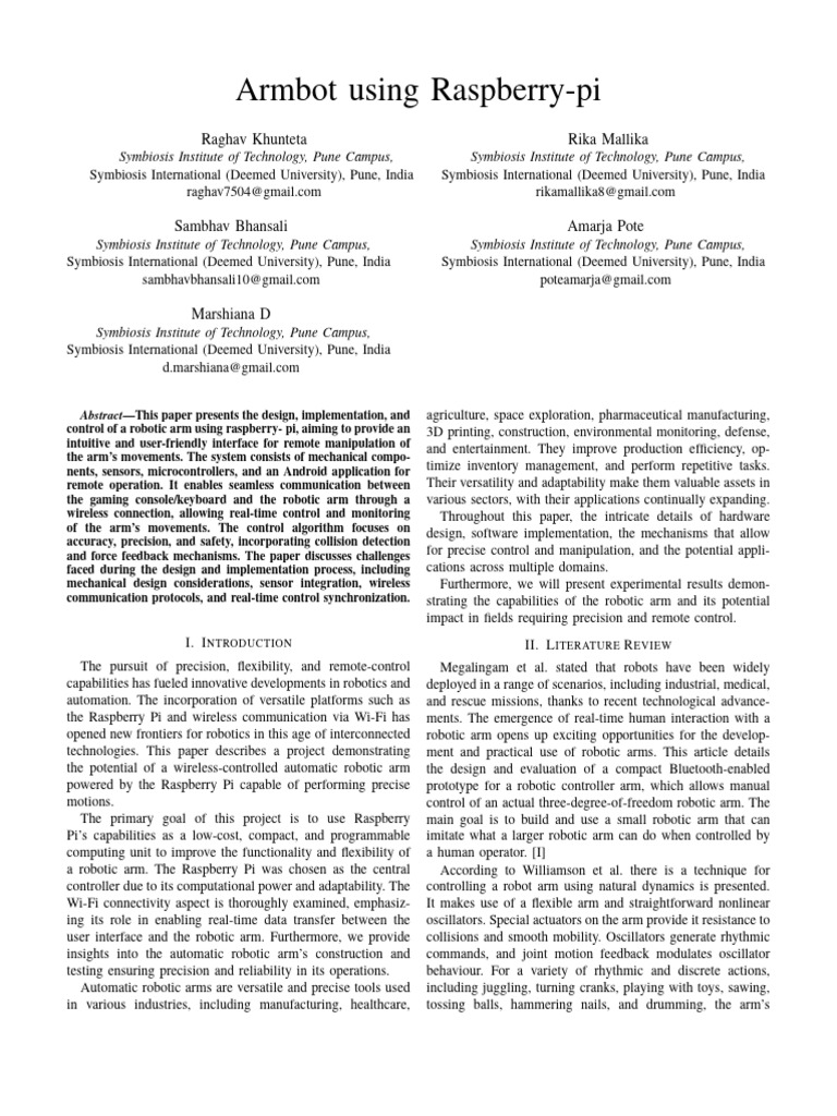 Armbot Using Raspberry Pi | PDF | Robotics | Raspberry Pi