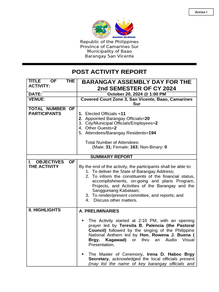 Annex I - Post Activity Report Template | PDF