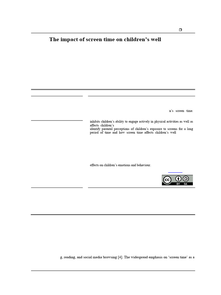 Screen Time's Impact on Children's Well-Being | PDF | Well Being ...