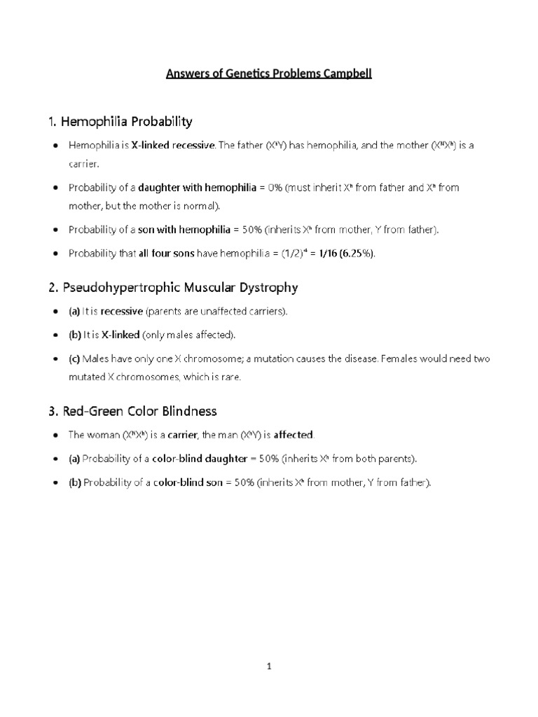 Answers Genetics Problems Campbell Pdf
