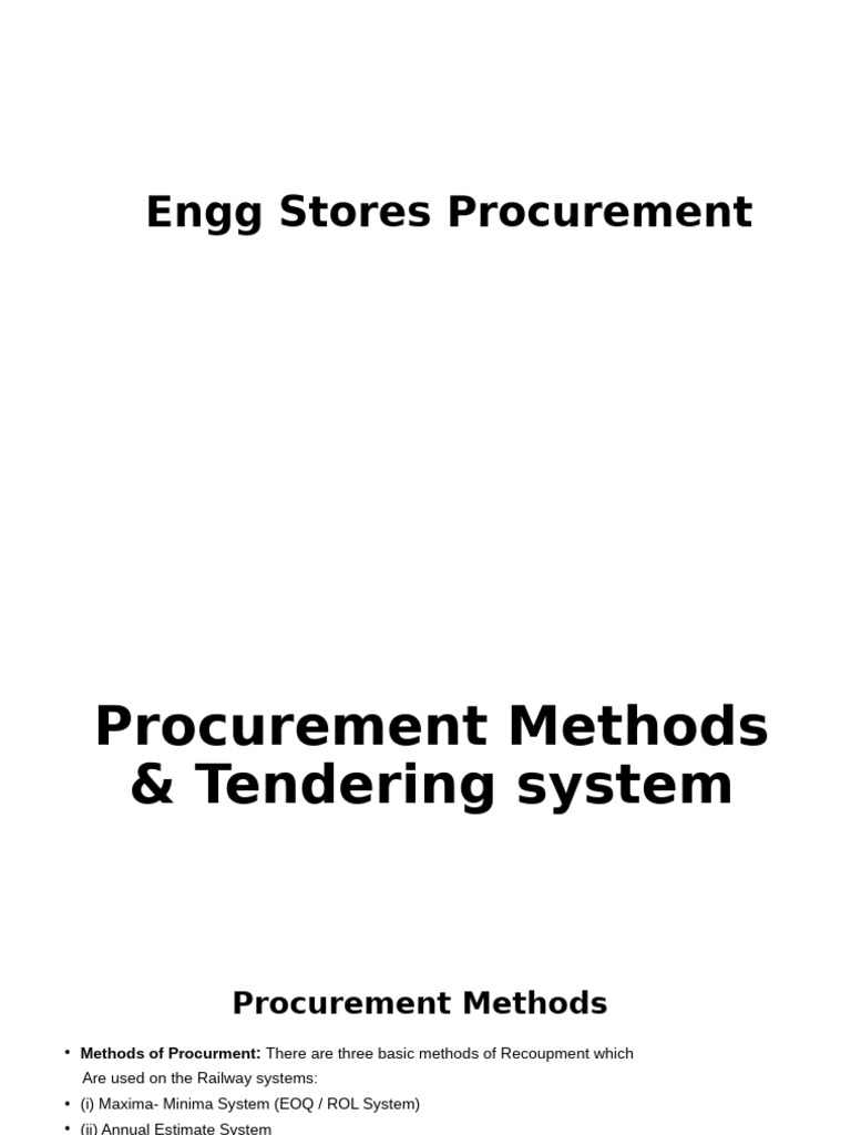 Engg Stores Procurement | PDF
