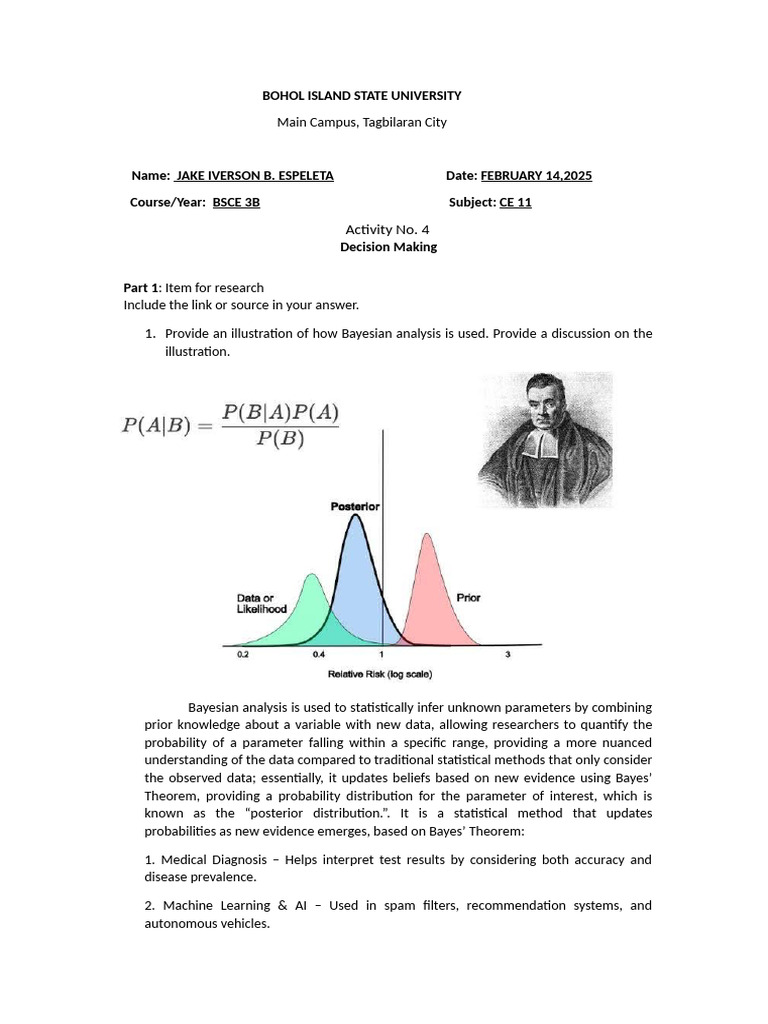 A4 Decision-Making Espeleta, Jake Iverson | PDF | Bayesian Inference | Decision Making