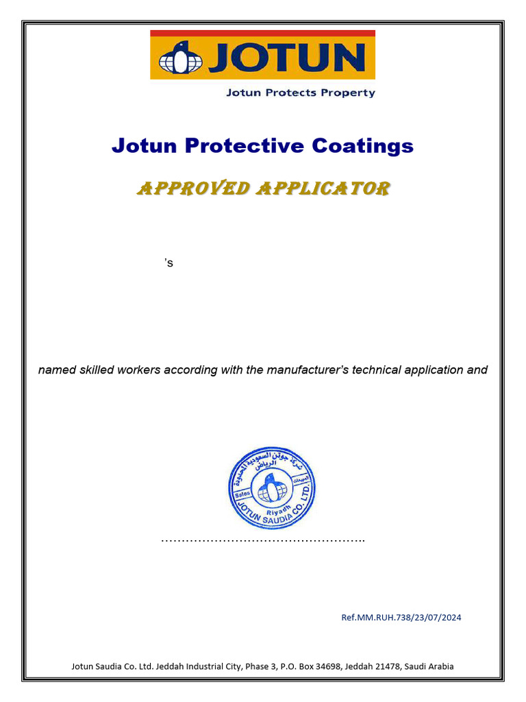 Approve Applicator Cert SIAB ALUMINIUM | PDF