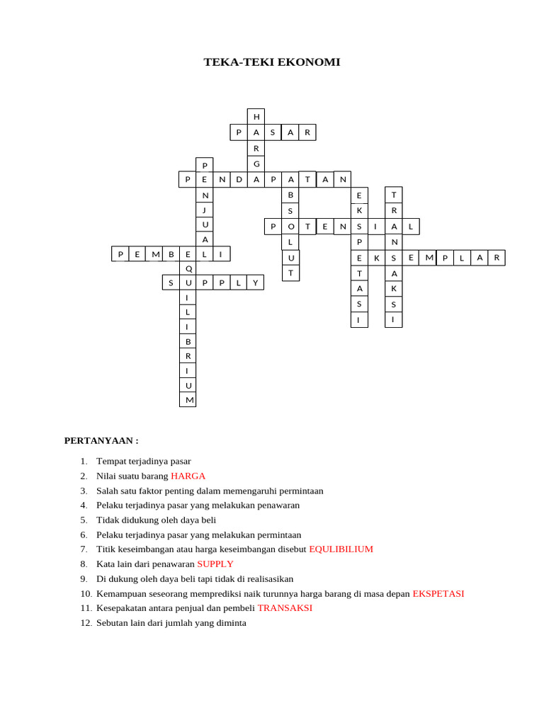 Teka-Teki-ekonomi - Jawaban | PDF