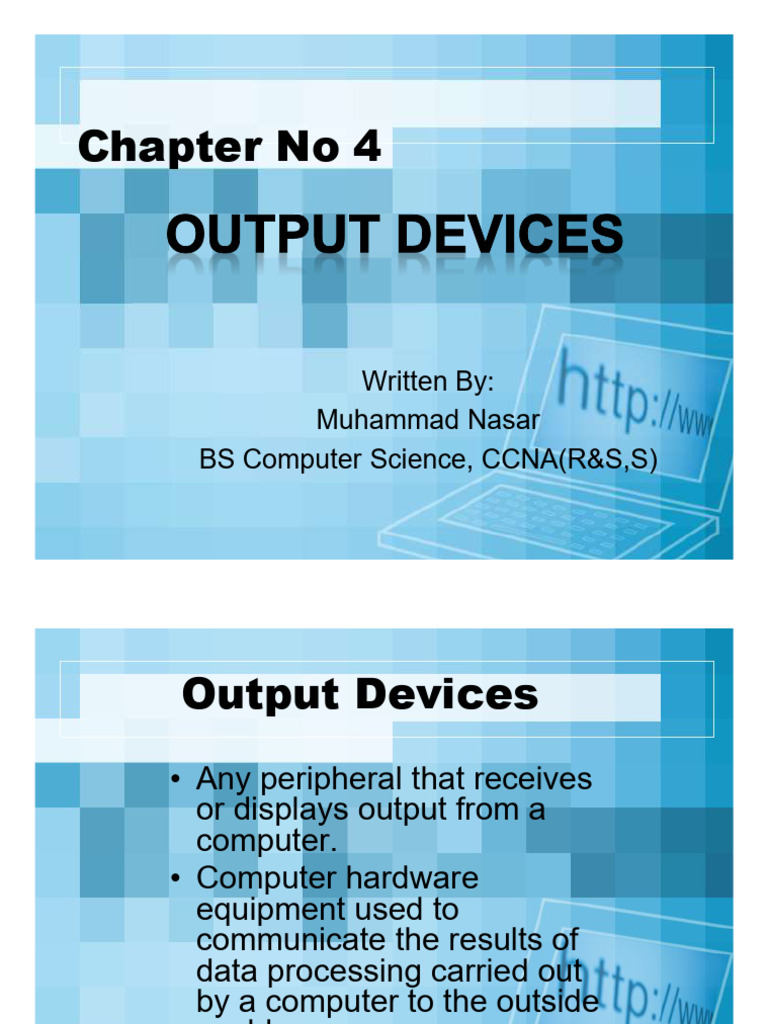 Chapter No 4 Output Devices | PDF | Printer (Computing) | Computer Monitor