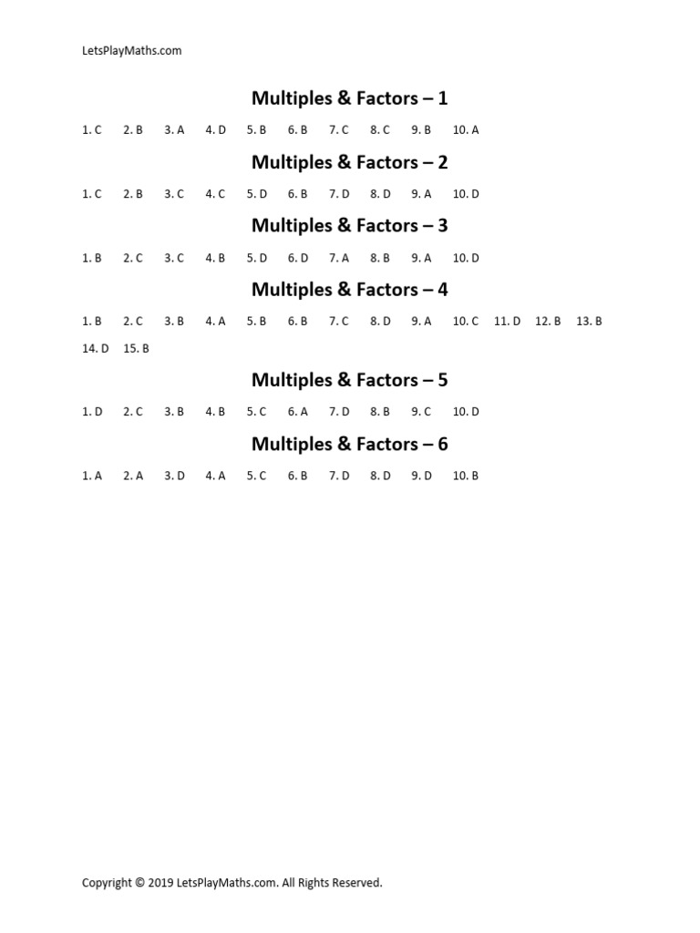 Multiples Factors Answer | PDF