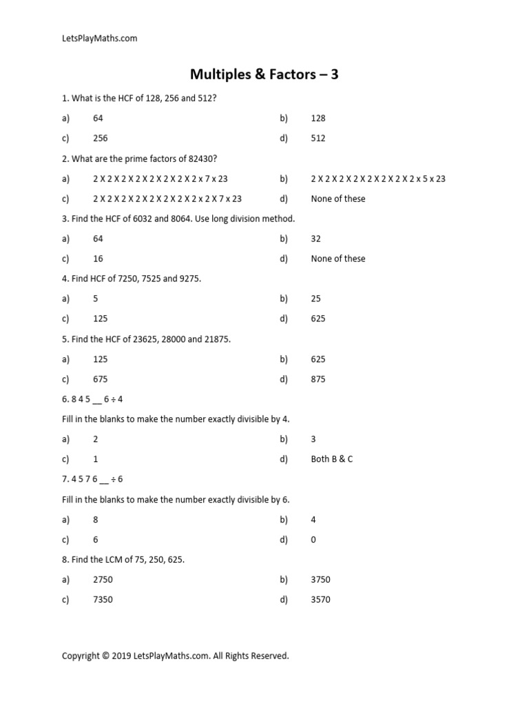 Multiples Factors 3 | PDF
