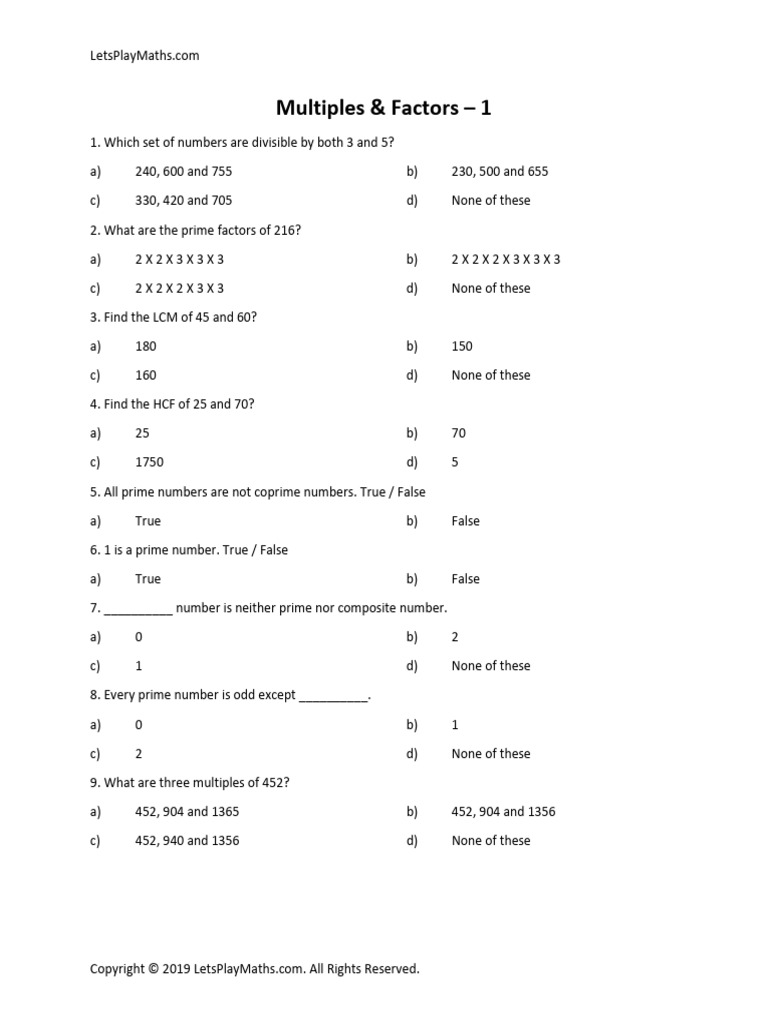 Multiples Factors 1 | PDF