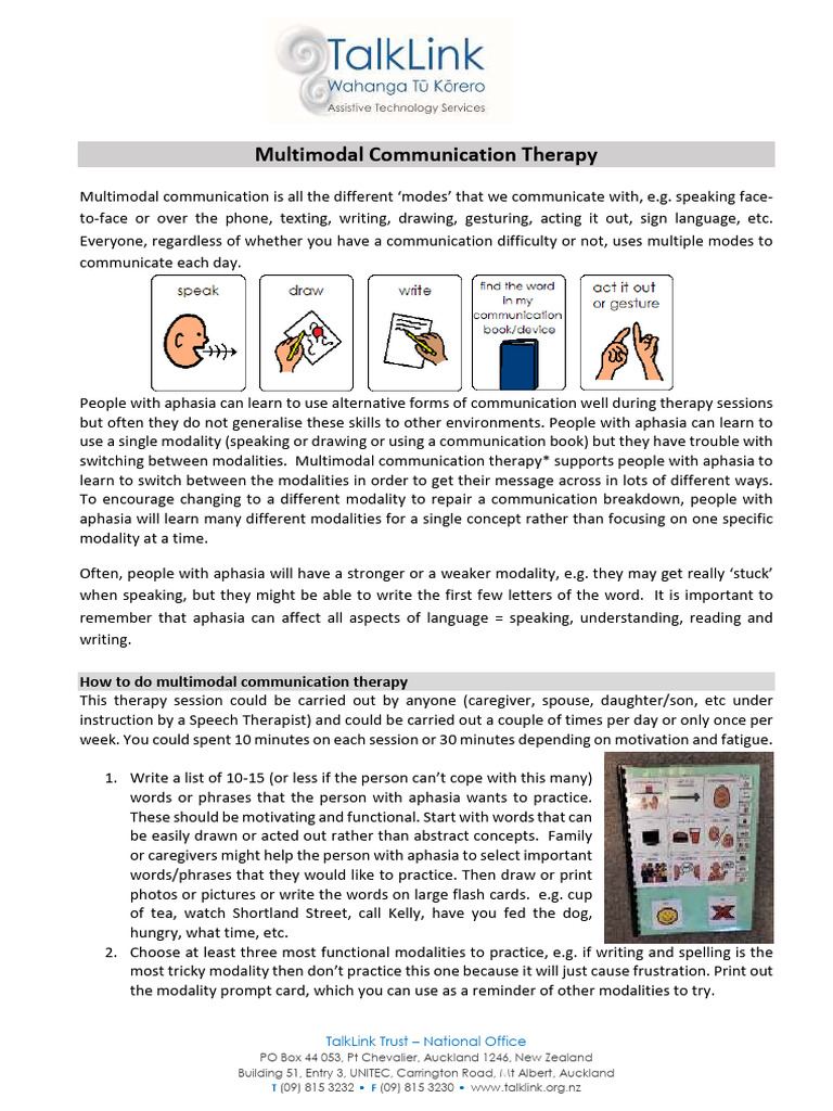 Multimodal Communication Therapy Guide | PDF | Aphasia | Speech