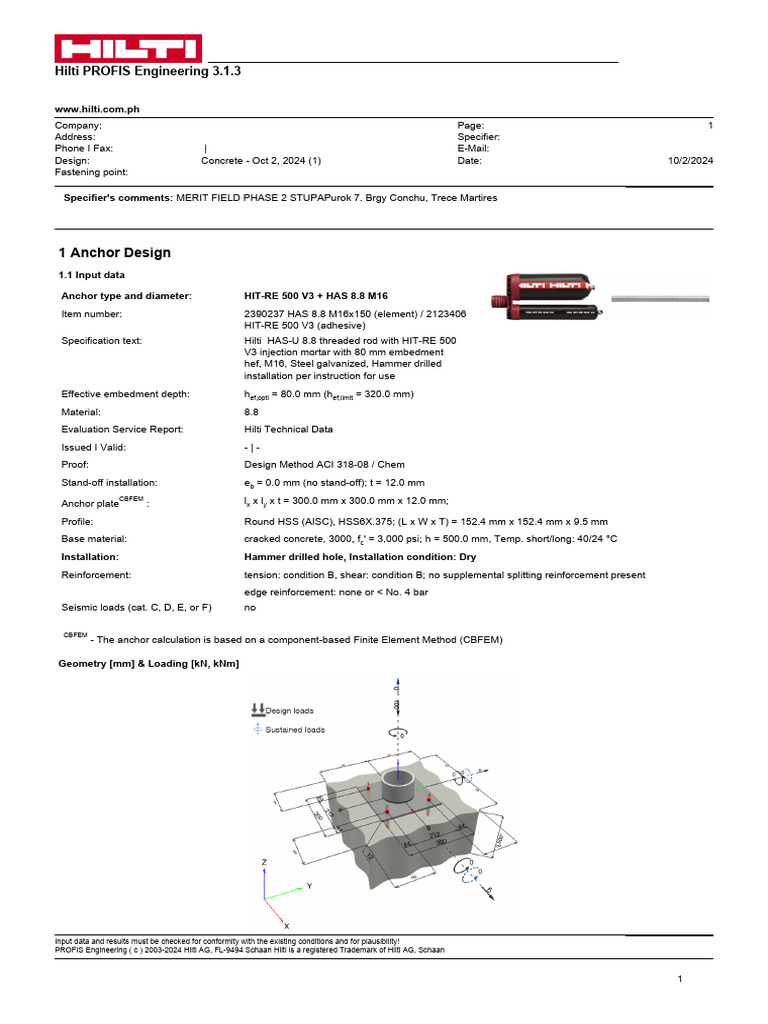 HILTI PROFIS_PRESCON INC_MERIT FIELD - Oct 2, 2024 | PDF | Materials ...
