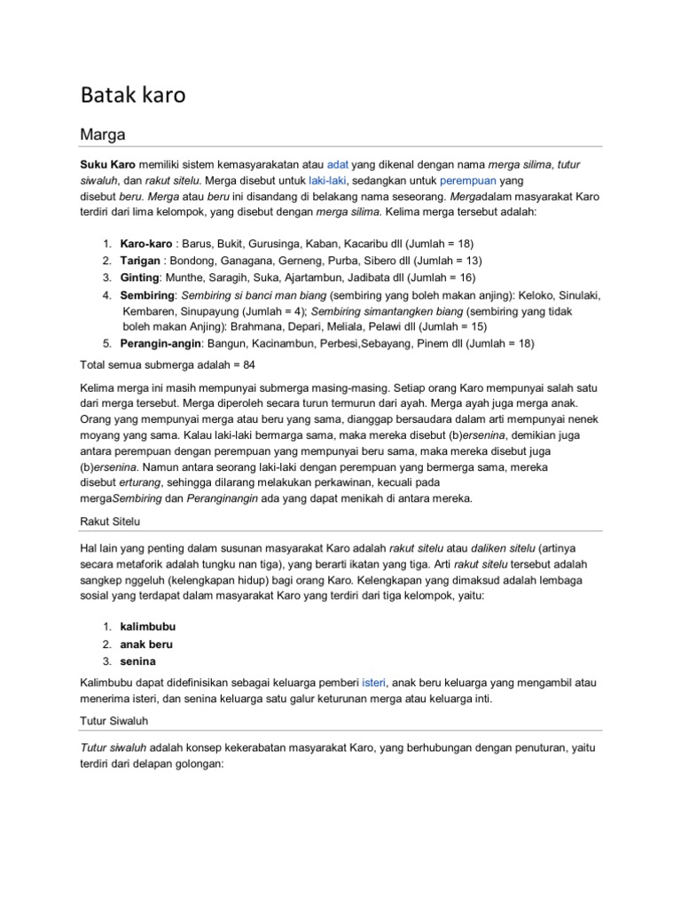 Batak Karo | PDF