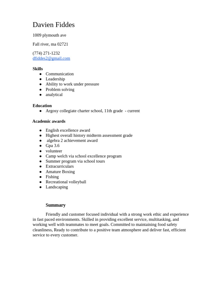 Davien Fiddes: Skills | PDF