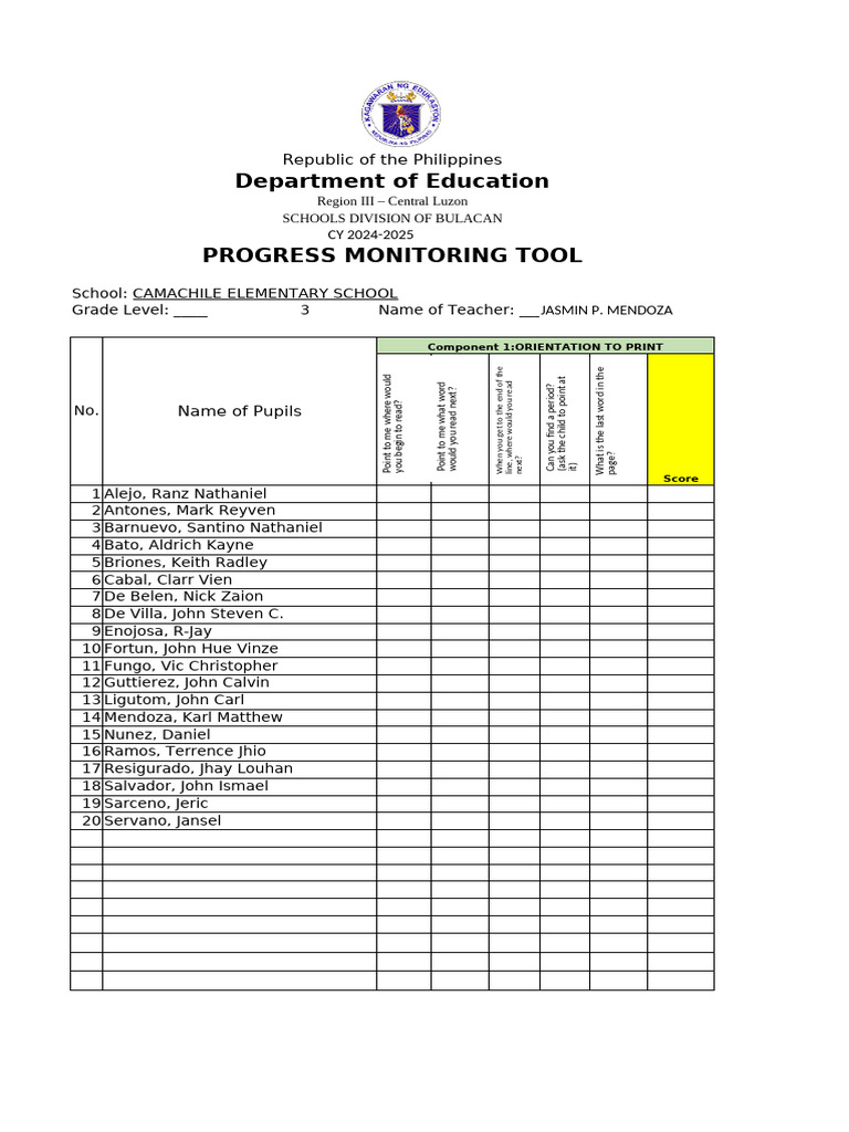 Bulacan Progress Monitoring Tool 2024-2025 | PDF | Philippines