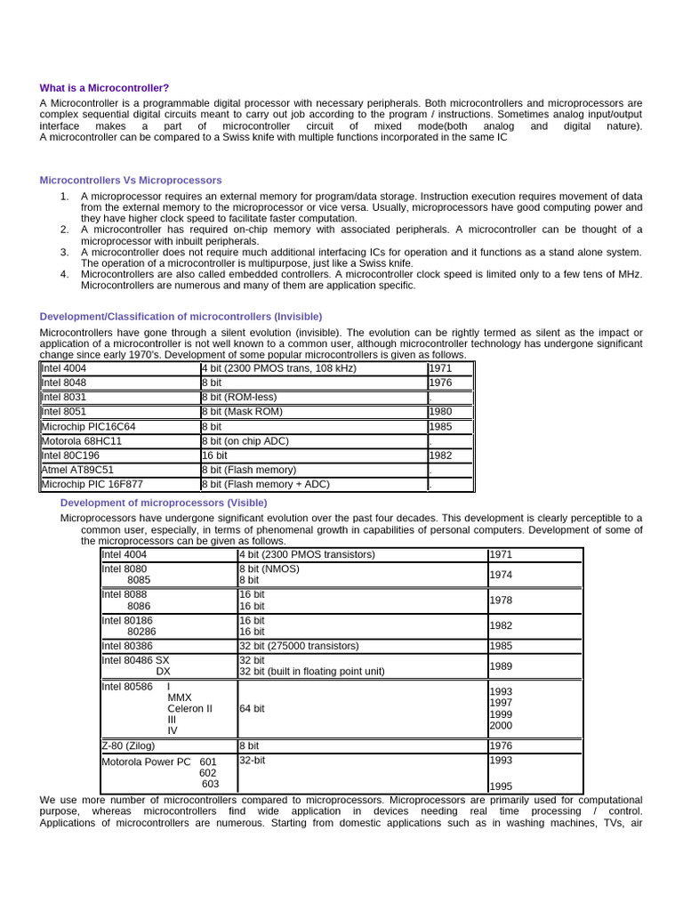 What Is A Microcontroller | PDF | Microcontroller | Read Only Memory