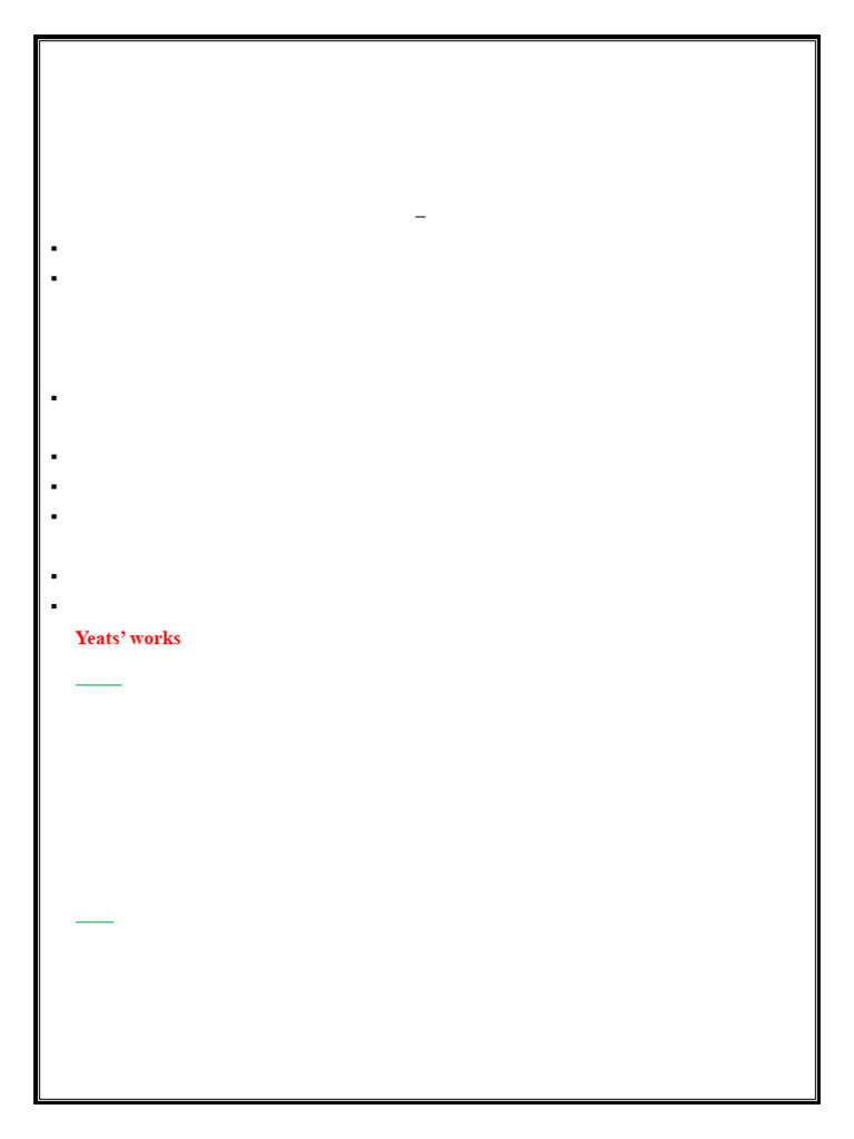 Yeats' "The Lake Isle of Innisfree" Analysis | PDF | W. B. Yeats | Poetry