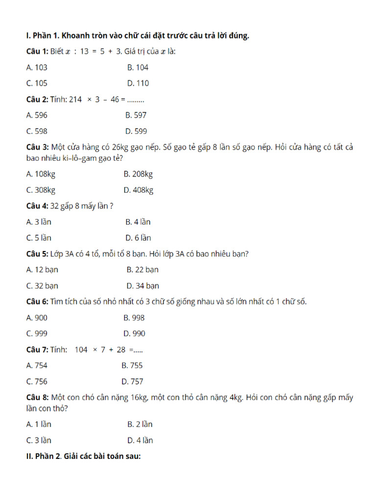 Phiếu ôn tập Tuần 11 Toán 3 KNTT | PDF