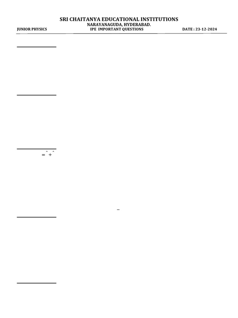 JR Physics Ipe Imp Ques (23-12-2024) | PDF | Gases | Momentum