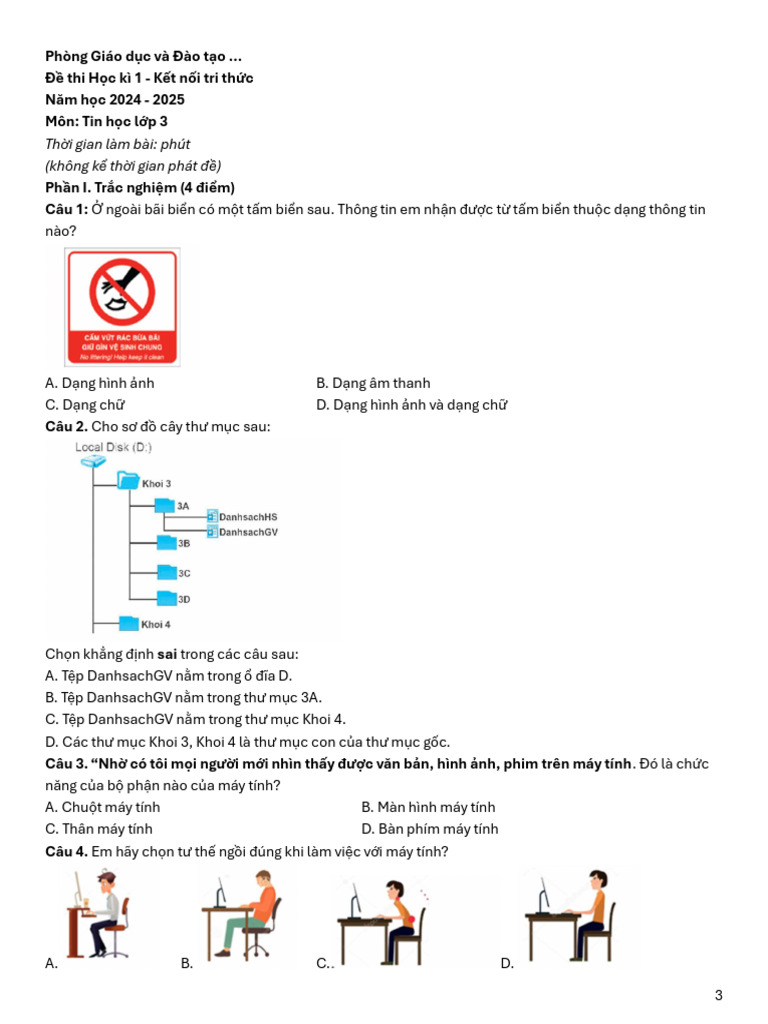 Đề ôn tập CK1 Tin học 3 KNTT - Đề số 02 | PDF