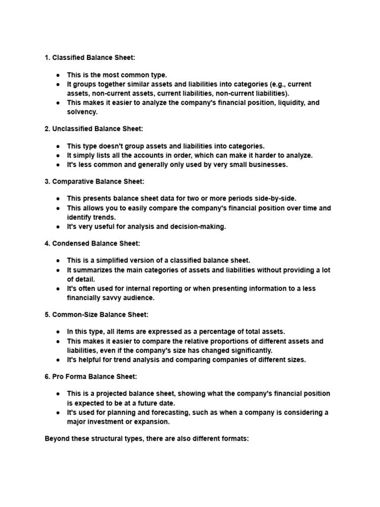 Types of Balance Sheet | PDF