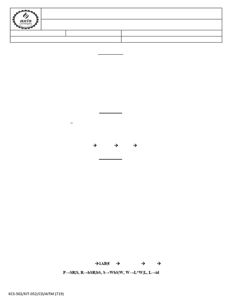 Compiler-Design-Kcs-502 Pu | PDF | Parsing | Computing
