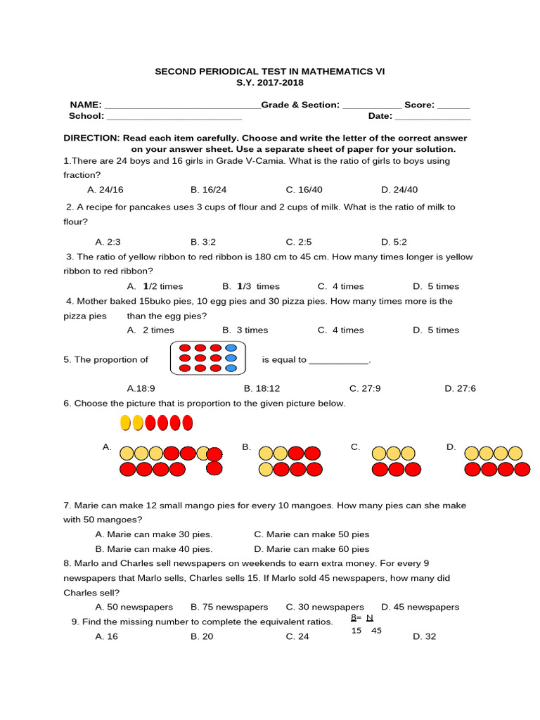 Grade 6 2nd Periodical Test With TOS Answer Keys MATH | PDF ...