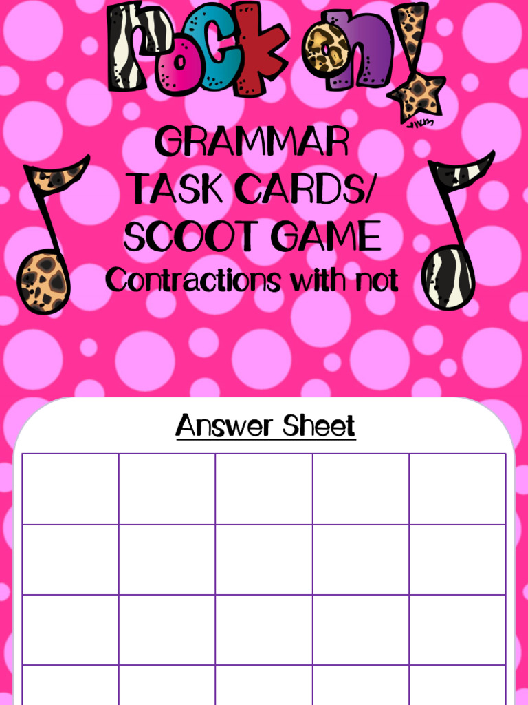 Grammar Task Cards/ Scoot Game: Contractions With Not | PDF | Linguistics