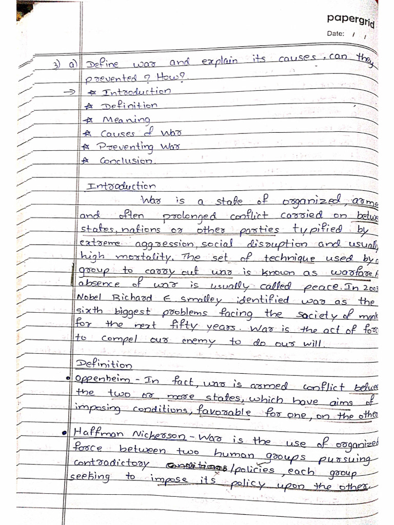 War Political Science Notes | PDF