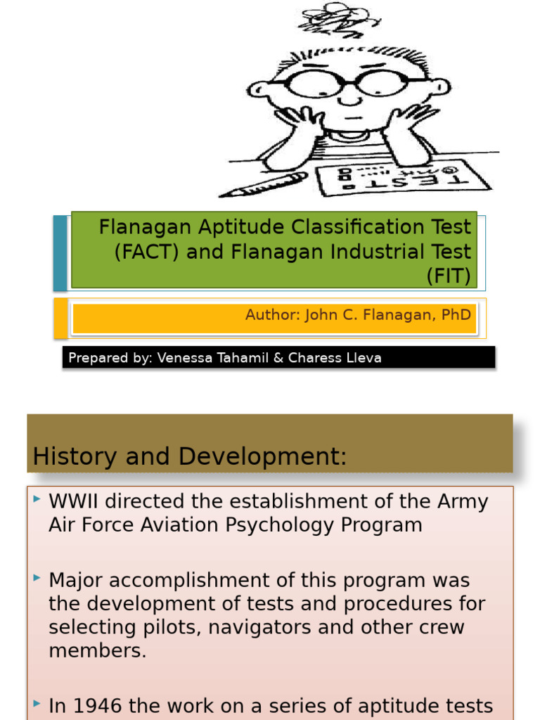 Flanagan Aptitude Classification Test Submitted by Tahamil and Lleva ...