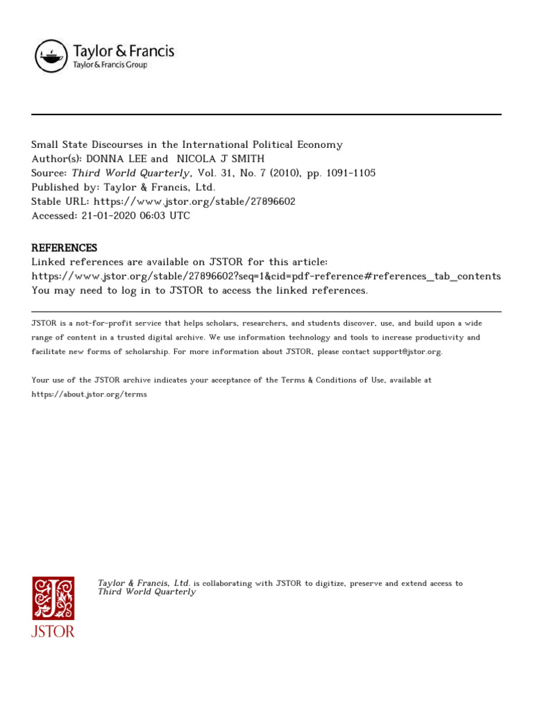 IPE Small State Discourse and IPE | PDF | Doha Development Round | World Trade Organization