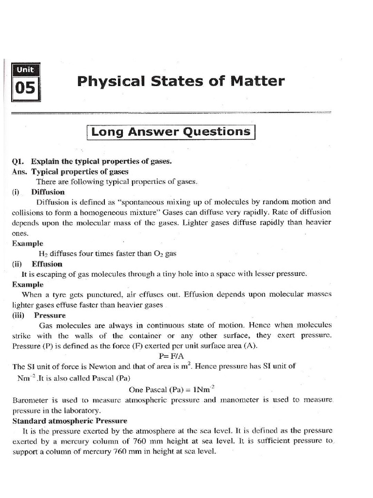 Chapter 5 Physical States of Matter | PDF