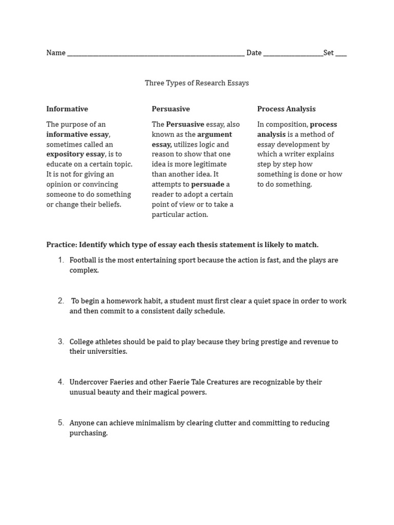 Informative Informative Essay Expository Essay Persuasive Persuasive ...
