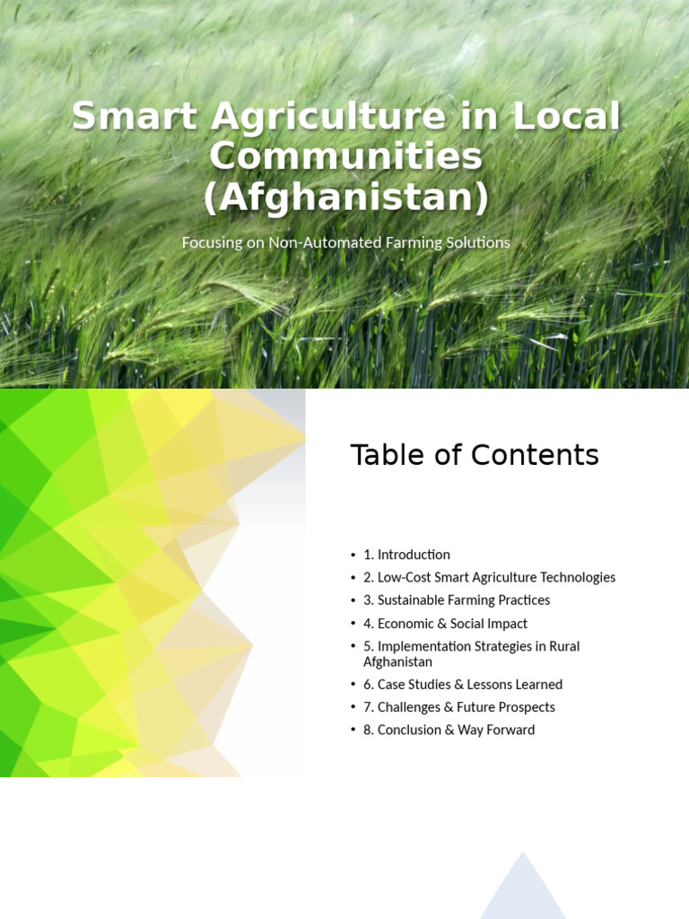 Smart Agriculture Afghanistan Updated | PDF