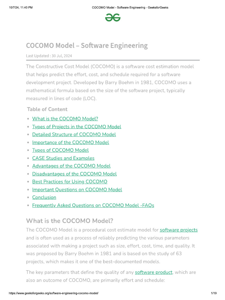 Cocomo Estimationn Technique | PDF