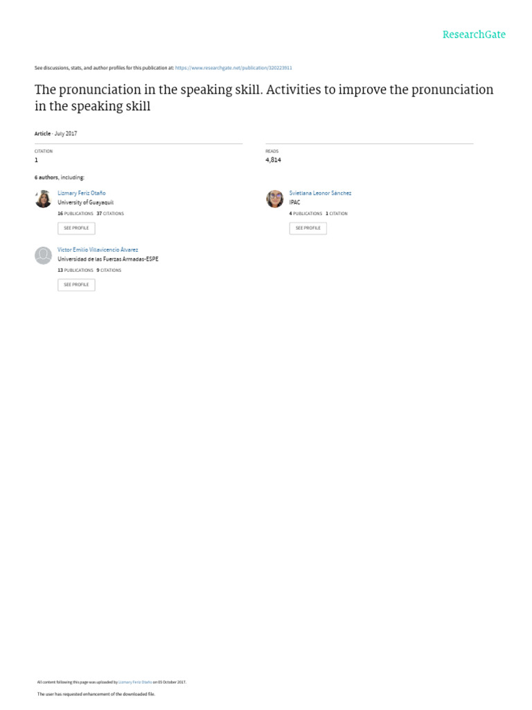 The Pronunciation in The Speaking Skill | PDF | Communication ...