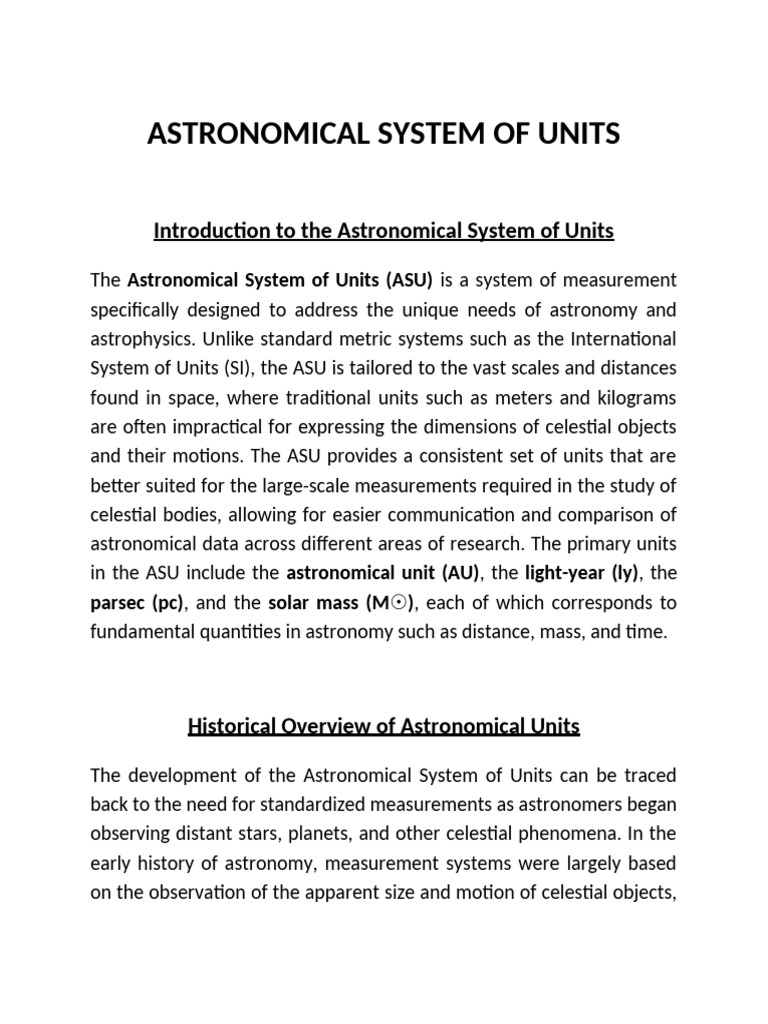 Astronomical System Of Units Notes | PDF | Astronomical Unit | Astronomy