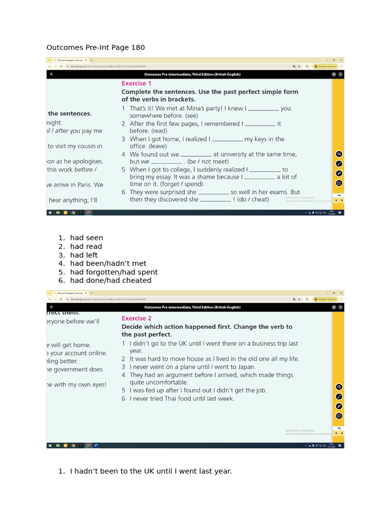 Outcomes Pre-Intermediate Page 180 | PDF